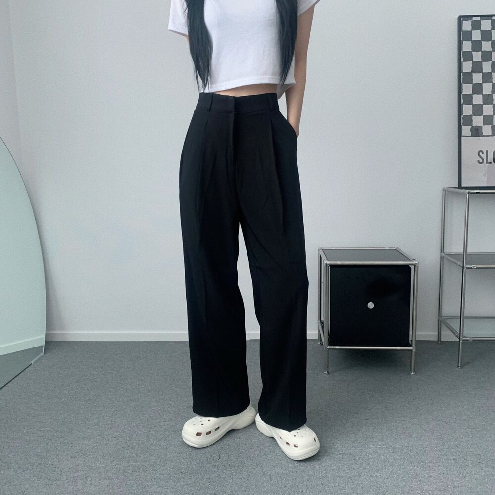 春 ワンピンタック後ろバンディングワイドスラックス(4color) | NUGU