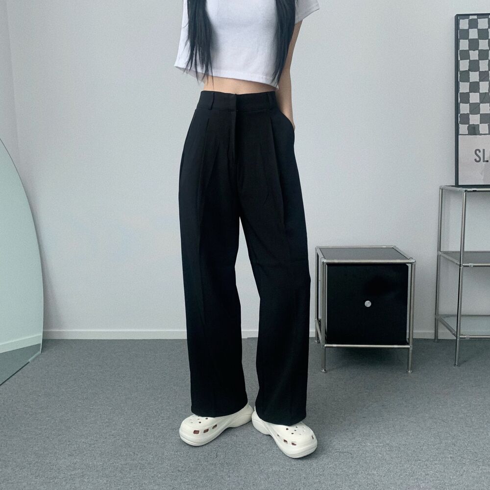 春 ワンピンタック後ろバンディングワイドスラックス(4color) | NUGU