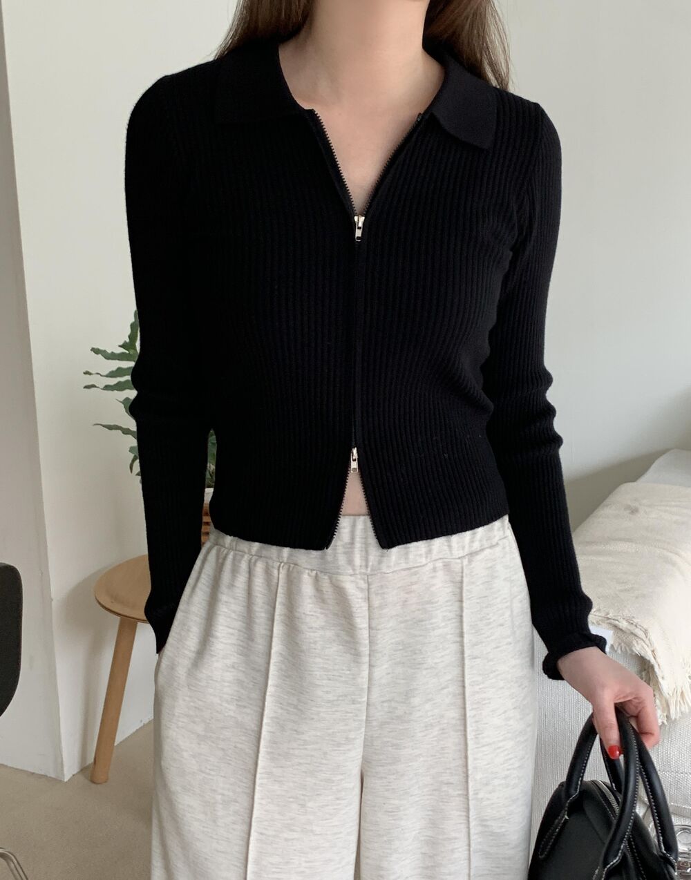 キッチリブカラージップアップカーディガン;7color | NUGU