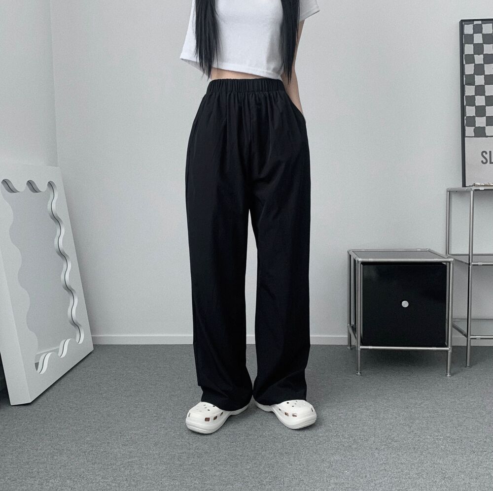 [short/basic/long] ナイロンバンディングワイドスウェットパンツ(5 color) | NUGU