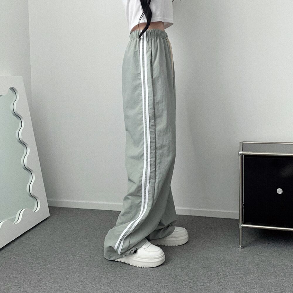 ゴムダブルラインナイロンストリングロングパンツ(5color) | NUGU