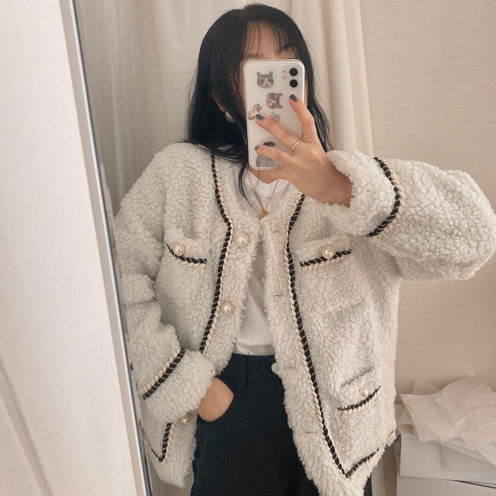 ツイードノーカラーキルティングジャケット | NUGU