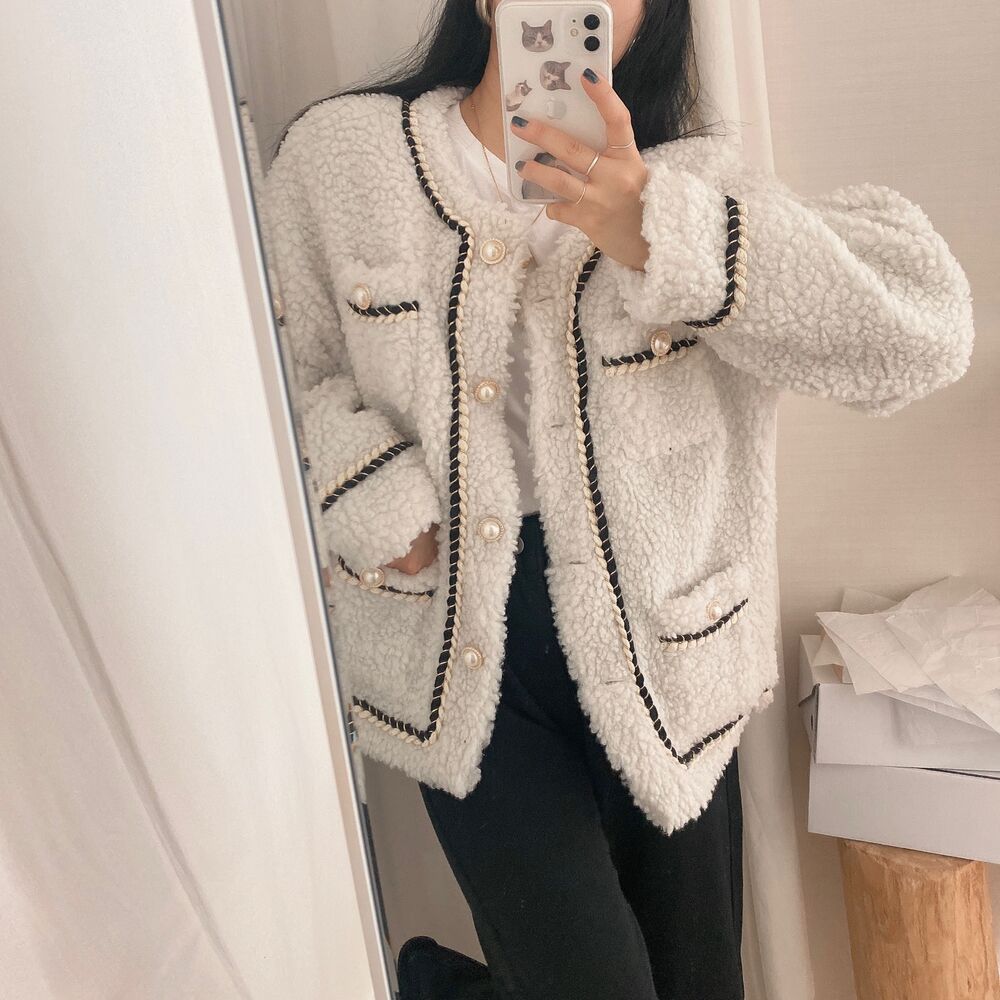 ツイードノーカラーキルティングジャケット | NUGU