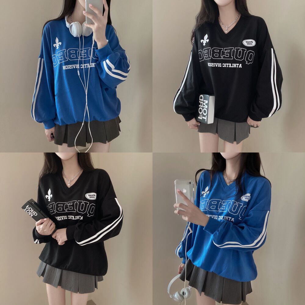 (2color/Y2K)Vネックルーズスウェット | NUGU