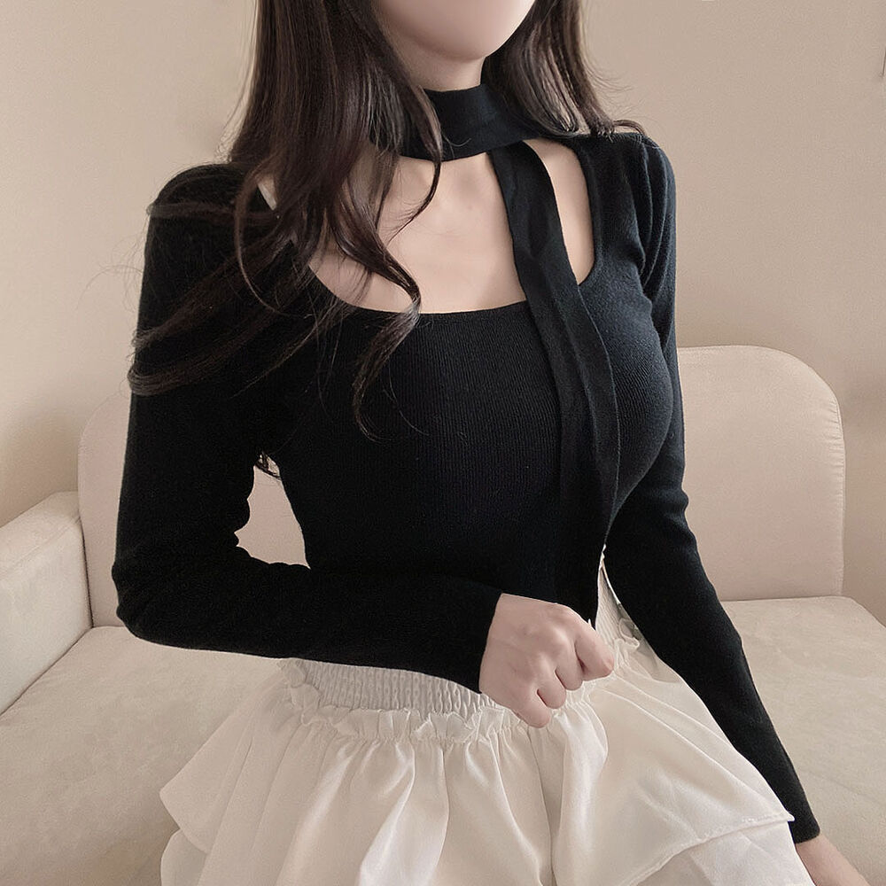 (2color/SET)マフラースクエアスリム長袖ニット | NUGU