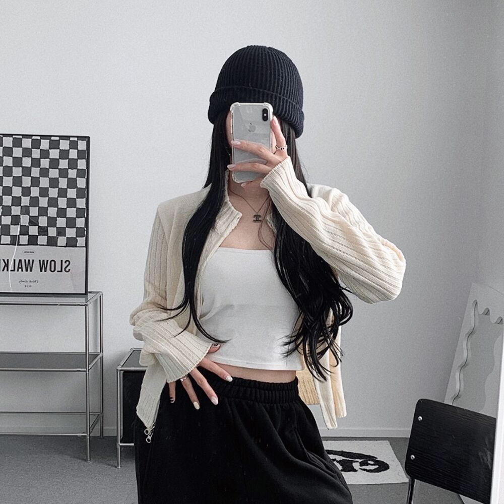 [4color] リブハイネックジップアップカーディガン|ファッション通販サイトNUGU