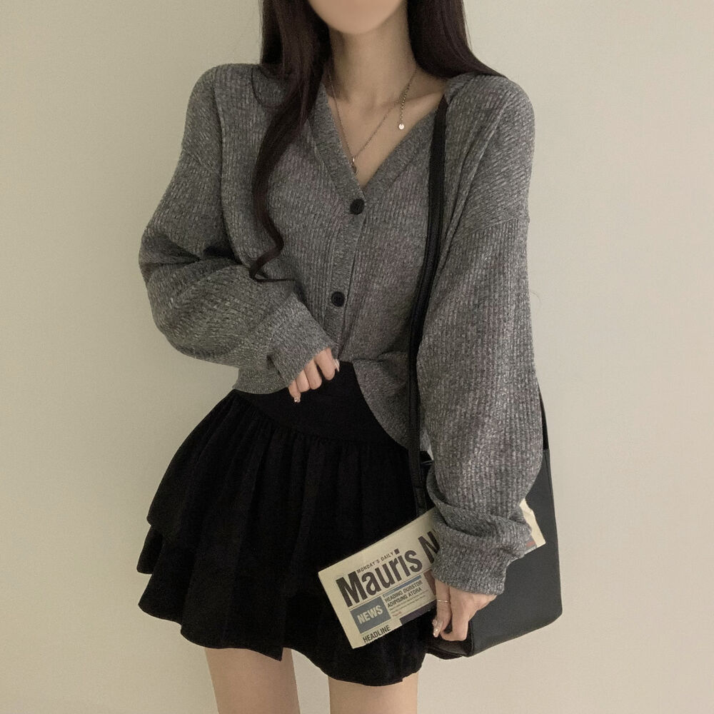 リブクロップドルーズフィットカーディガン|ファッション通販サイトNUGU